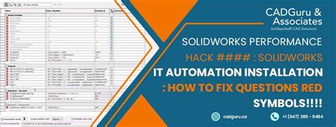 SolidWorks Performance Hack SolidWorks IT Automation Installation How To Fix Equations