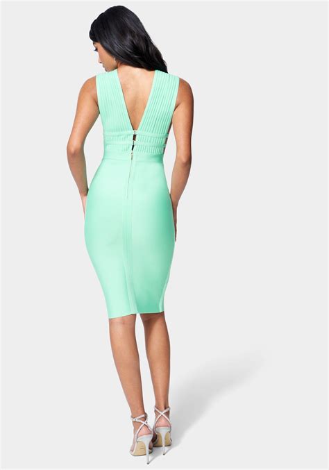 Plunge Neck Bandage Dress Bebe