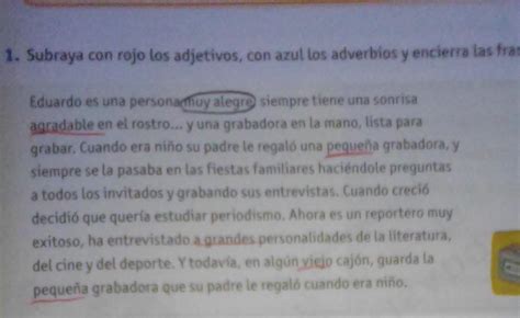 Localiza En Los Enunciados Las Frases Adjetivas Y Sub Vrogue Co