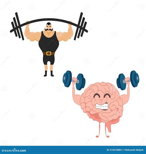 Strong Man Icon Vector Brain Training With Dumbbells Human Train