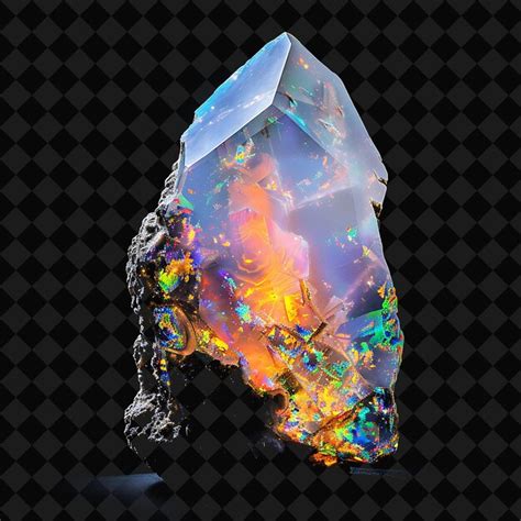 opal crystal with amorphous shape and a range of colors incl png neon