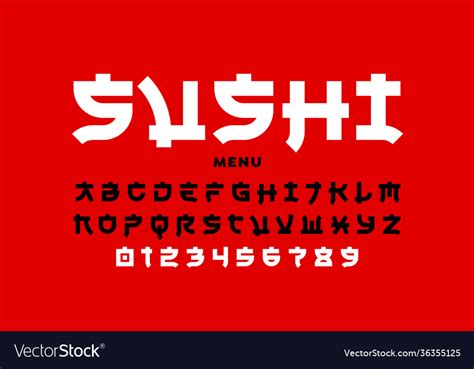 Japanese Style Latin Font Design Royalty Free Vector Image