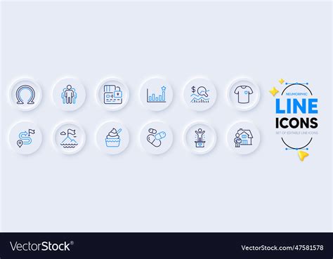 Card T Shirt And Group Line Icons For Web App Vector Image