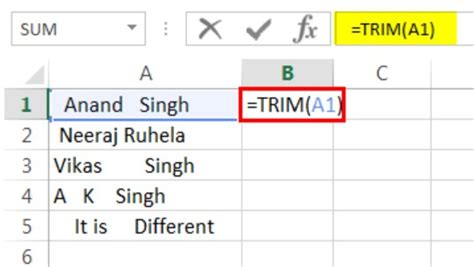 Remove Space In Excel Leading Trailing Blank Extra Spaces