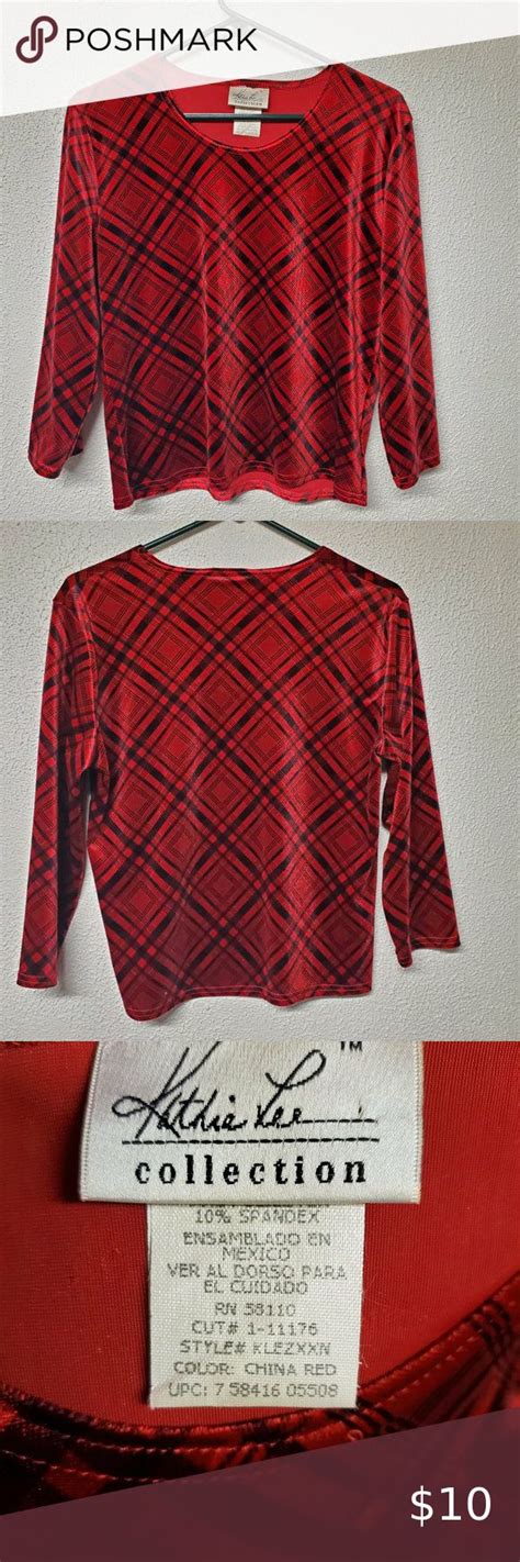 Top Women Kathie Lee Collection Red Small Long Sleeve Kathie