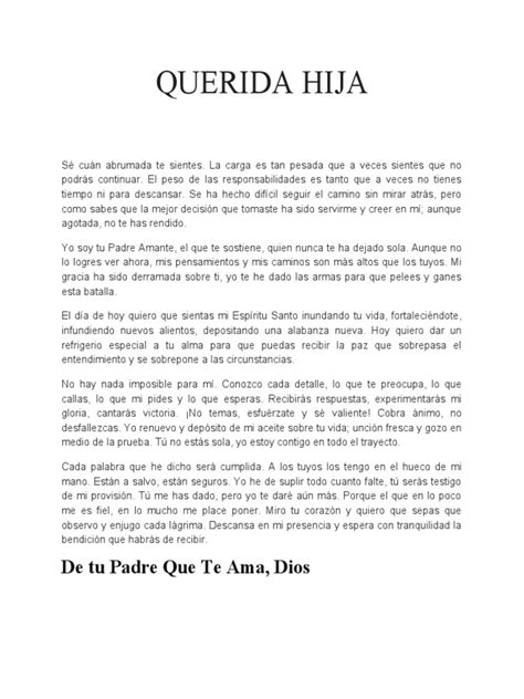 Querida Hija Hijo Pdf Amor Bendición