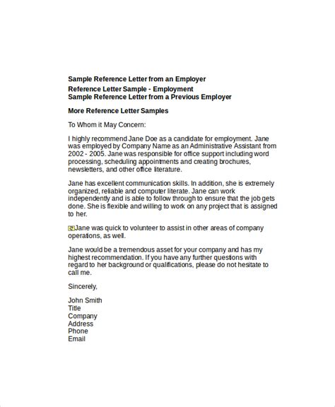 Free 9 Sample Employee Recommendation Letter Templates In Ms Word Pdf
