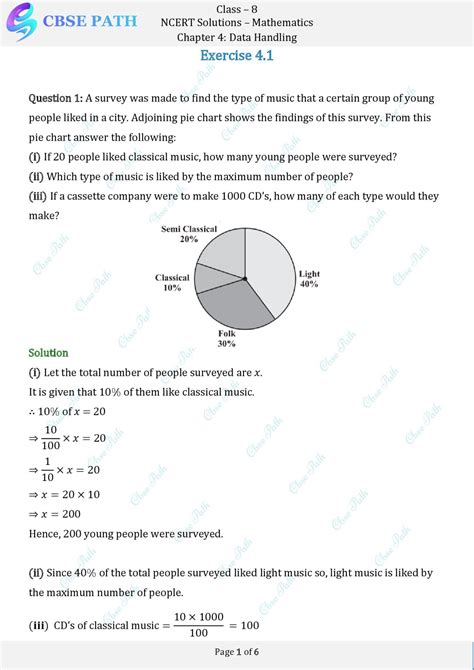 Ncert Solutions For Class 8 Maths Exercise 41 Data Handling 2024 25