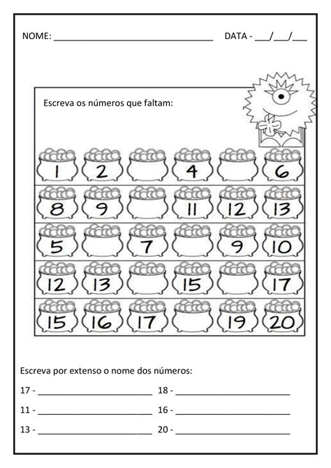 1º ANO ATIVIDADES DE MATEMÁTICA NÚMEROS ATÉ 20 Cuca Super legal