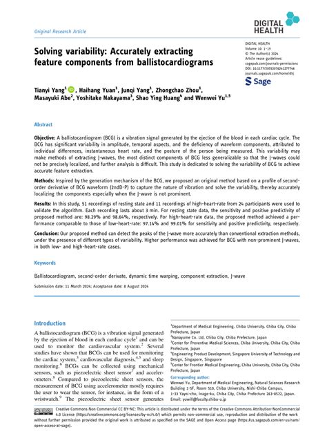 pdf solving variability accurately extracting feature components from ballistocardiograms