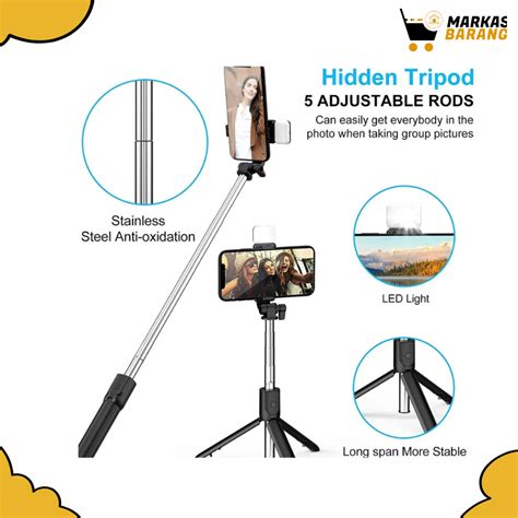 Jual Selfie Stick Tongsis Bluetooth Tripod 3 In 1 R1 S Led Tongsis