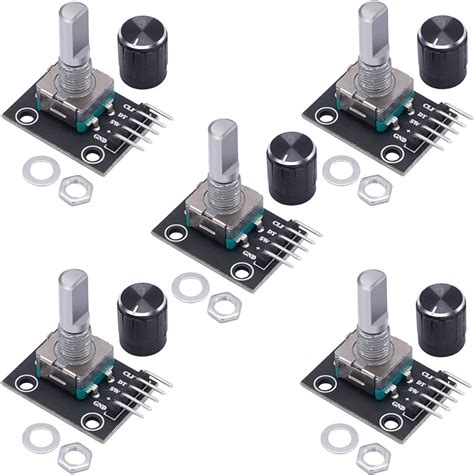 Taiss5pcs Ky 040 360 Degree Rotary Encoder Module With Brick Sensor Board 、knob Cap For Arduino