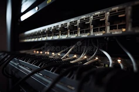 Network Cables Connected Into Switches Generative Ai Stock