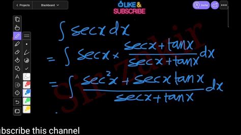 Integration Tanx Cotx Secx Csecx Youtube