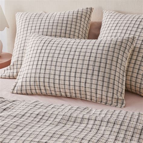 Eva Cream Check Pillowcases Adairs