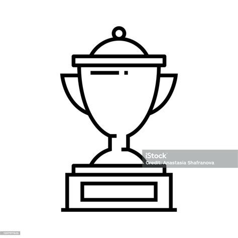 대회 컵 라인 아이콘 컨셉 기호 윤곽 벡터 일러스트 선형 기호 1위에 대한 스톡 벡터 아트 및 기타 이미지 1위