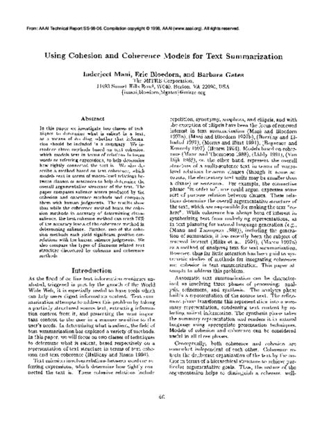 Pdf Using Cohesion And Coherence Models For Text Summarization