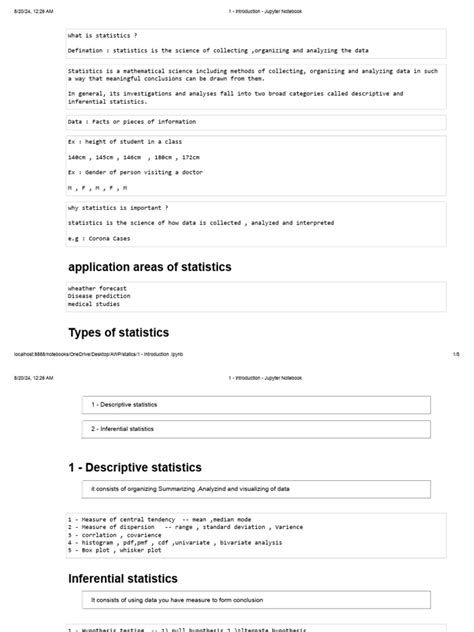 1 Introduction Jupyter Notebook Pdf Statistics Descriptive Statistics