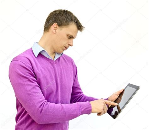 Man Holding IPad Stock Photo Mactrunk
