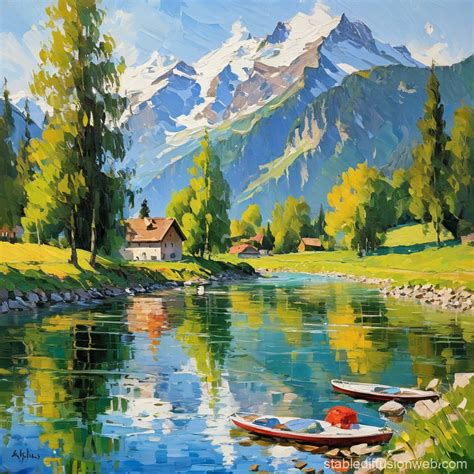 Swiss Alps Landscape Stable Diffusion Online
