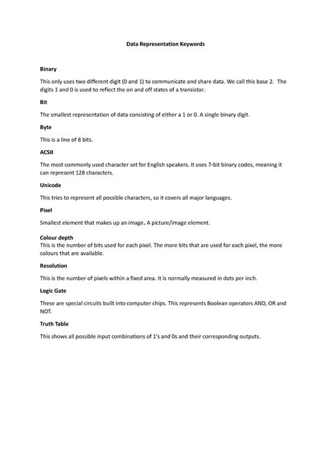 data representation keywords data representation keywords binary this only uses two different