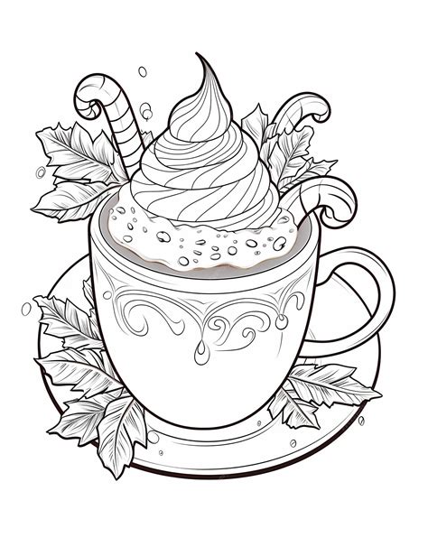 Premium Photo Cocoa Christmas Delight Hot Chocolate Mug Coloring Page