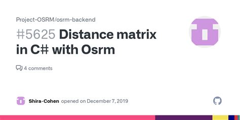 Distance Matrix In C With Osrm · Issue 5625 · Project Osrm Osrm Backend · Github