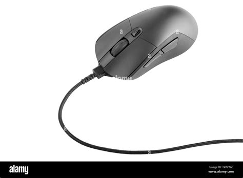 Black Wired Computer Mouse Isolated On White Background Сomputer