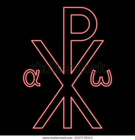 Neon Crismon Symbol Cross Monogram Xi Stock Vector Royalty Free