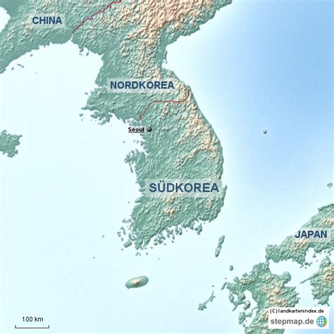 Stepmap Physische Landkarte Von S Dkorea Landkarte F R Nordkorea