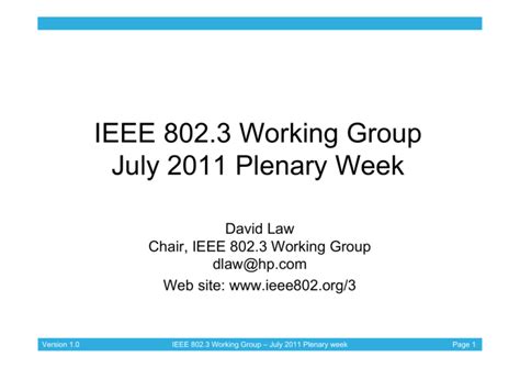 Ieee 802 3 Csma Cd Ethernet Working Group Status