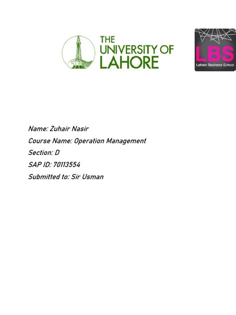 Operation Management Assignment 2 Pdf