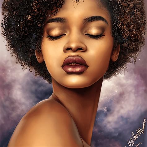 Gorgeous African American Fair Skinned Melanin Girl Curly Black Hair 8k