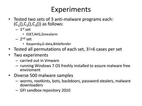 PPT Analyzing Malware Detection Efficiency With Multiple Anti Malware Programs PowerPoint