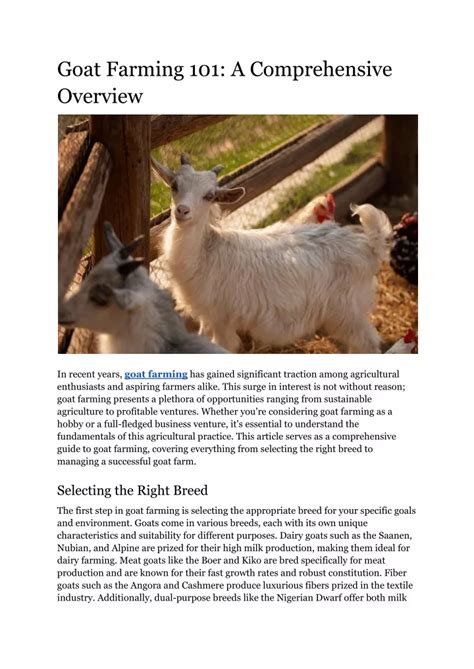 Ppt Goat Farming 101 A Comprehensive Overview Powerpoint