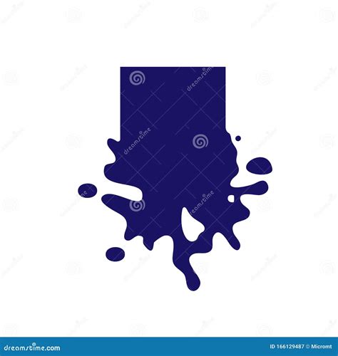 Dripping Square Dark Blue Icon Liquid Paint Flows Melted Logo