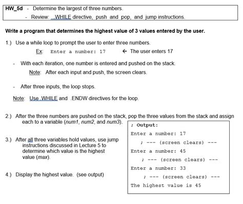 Solved HW D Determine The Largest Of Three Numbers Chegg