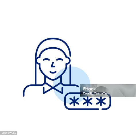 Smiling Female User And Passwords Symbols Pixel Perfect Editable Stroke