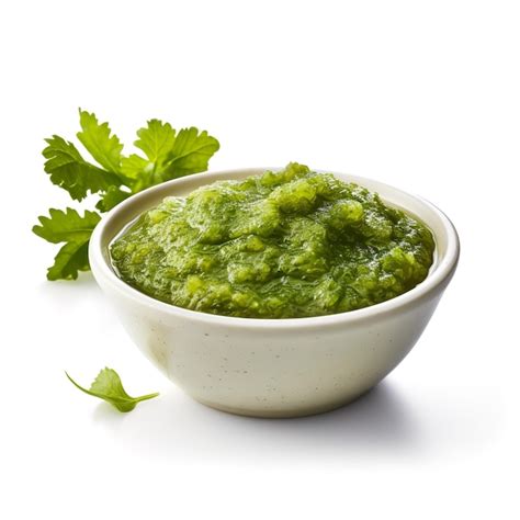 Premium Photo Mouth Watering Dhania Pudina Chutney Isolated On White