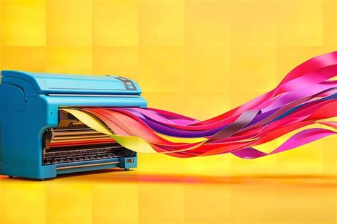 An Illustrative Work Of A Printer With Colorful Ribbons Coming Out Of