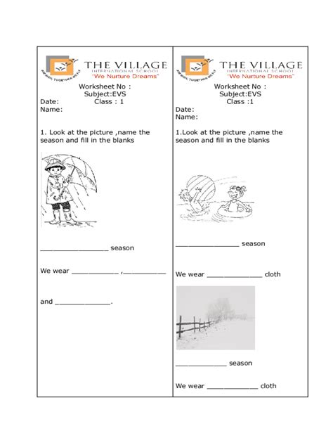 Fillable Online Class Ii Evs Worksheetspdf Fax Email Print Pdffiller