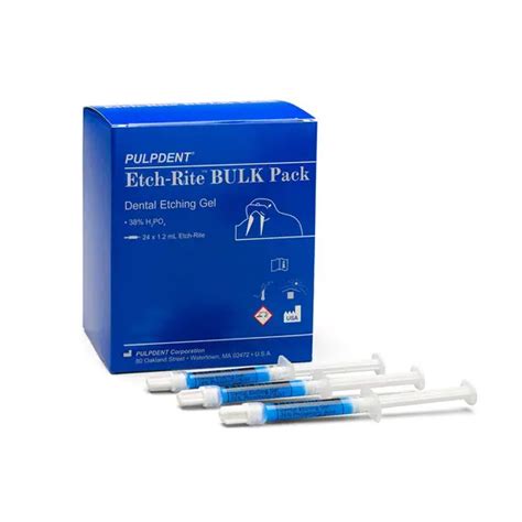 Pulpdent Etch Rite Syringes Gel Bulk Pack 24 Count Medentrx