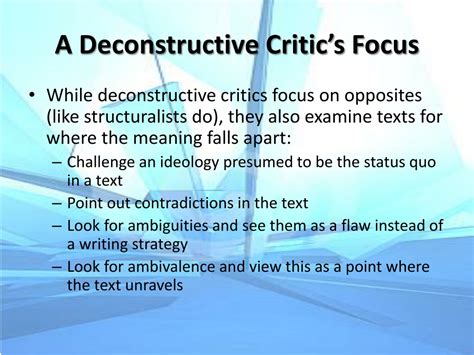 Ppt Literary Analysis Deconstructive Perspective Powerpoint