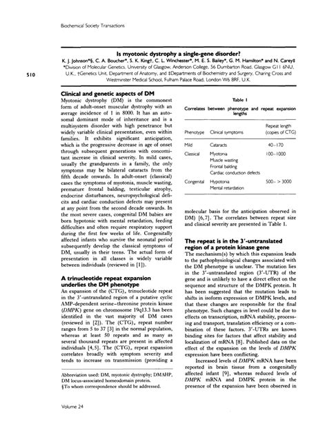 Pdf Is Myotonic Dystrophy A Single Gene Disorder