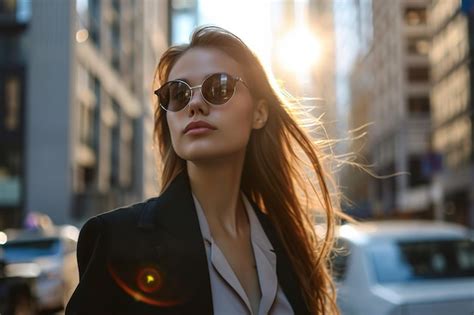 Premium Photo Portrait Of A Businesswoman On The Street Of A City