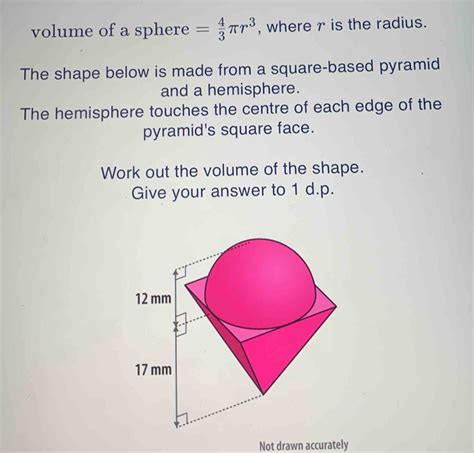 solved volume of a sphere 4 3 π r 3 where r is the radius the