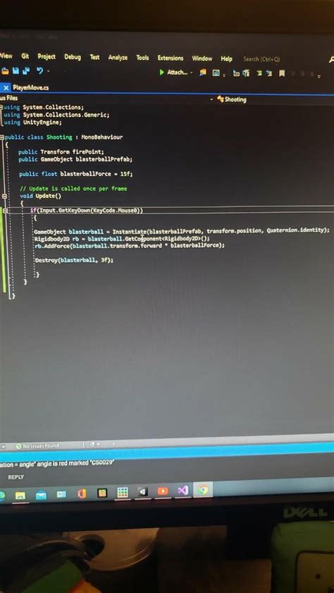 Why Wont My Projectile Move R Unity2d