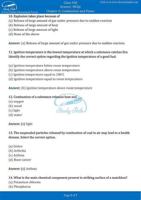 Class 8 Science Chapter 6 Combustion And Flame MCQ With Answers