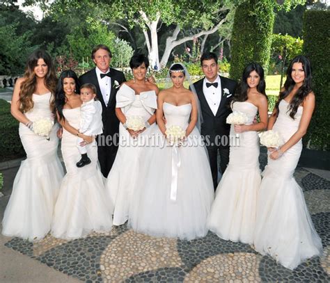 Celebrity Kim Kardashian Wedding White Mermaid Bridesmaid Dresses Thecelebritydresses