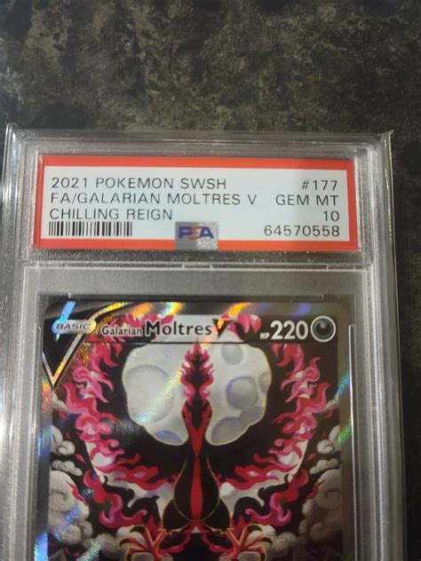 Mavin Psa 10 Gem Mint Galarian Moltres V 177198 Chilling Reign